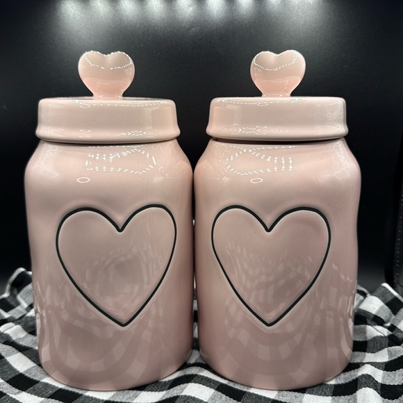 Rae Dunn | Accents | Rae Dunn Set Of 2 Heart Canisters Valentines Day ...